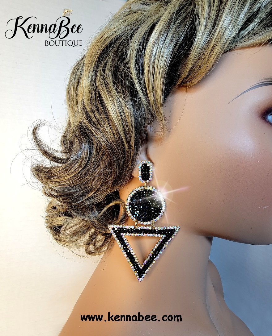 Jet with AB Outline Circle Triangles – KennaBee Boutique Jet with AB Outline Circle Triangles – KennaBee Boutique